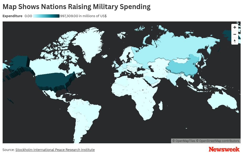 Map Shows Nations Raising Military Spending As Global Tensions Escalate