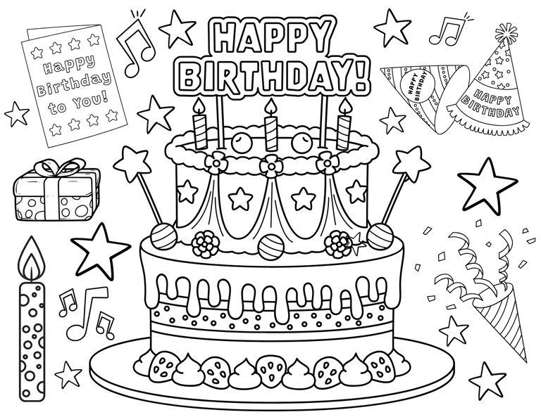 Celebrate with 5 fun pages of birthday activities
