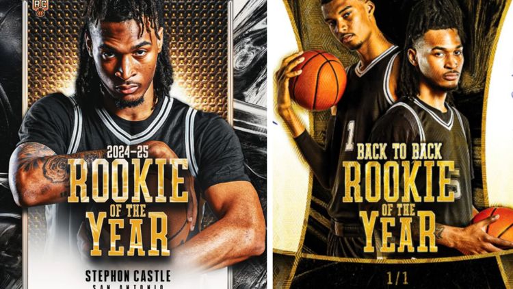 Topps release Spurs' Stephon Castle's 2024-25 NBA Rookie of the Year ...