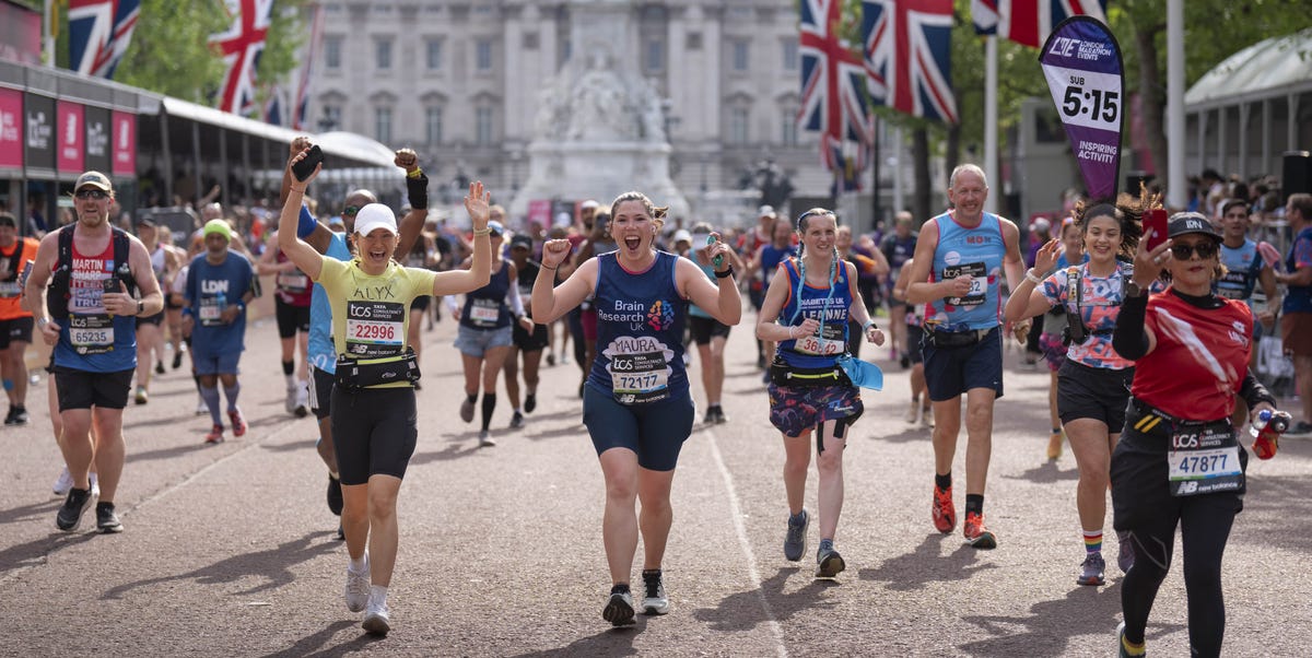 What is the average marathon finish time for runners in the UK?