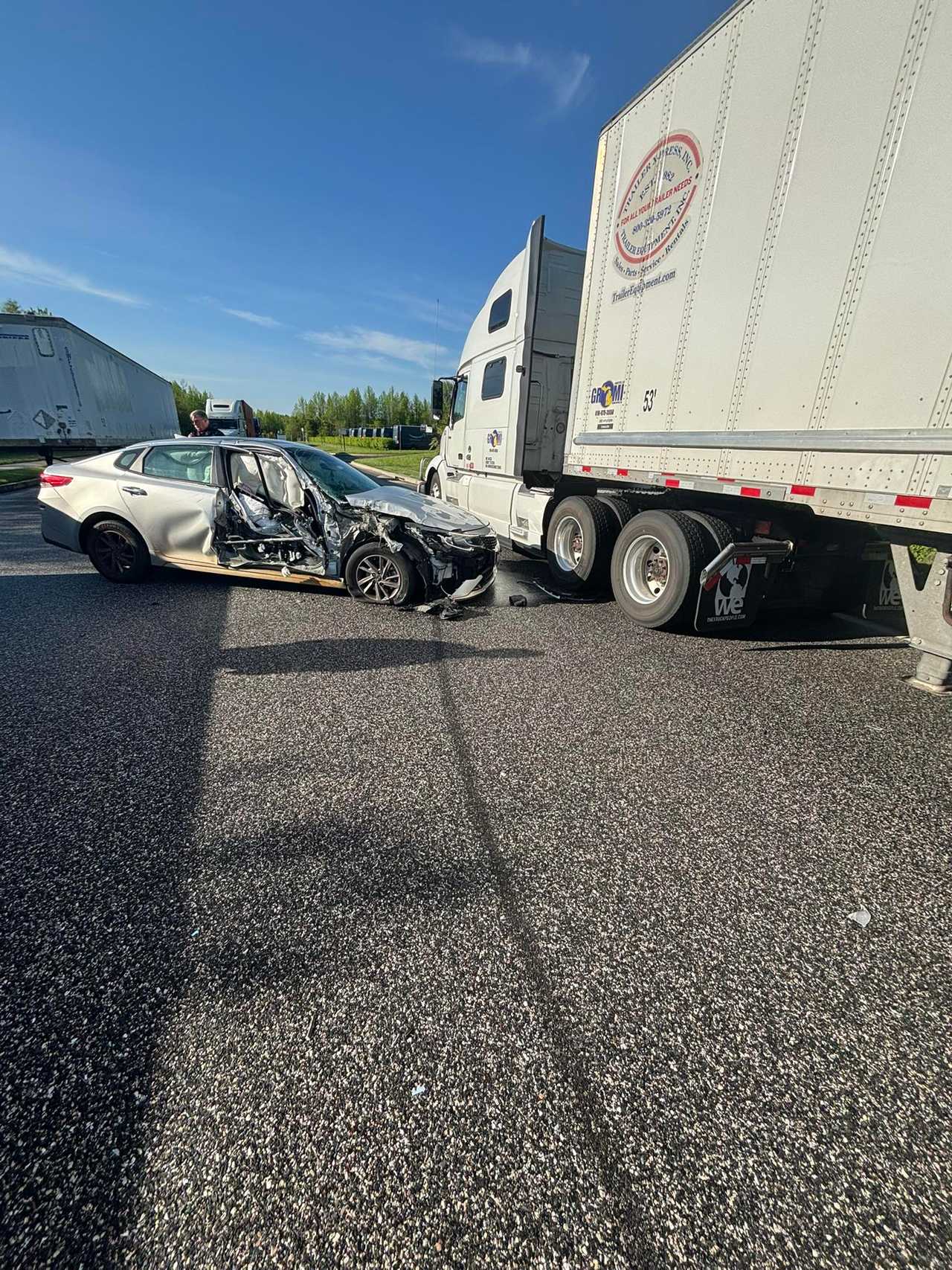 Car Crushed Under Trailer In Maryland Crash Near Amazon Warehouse