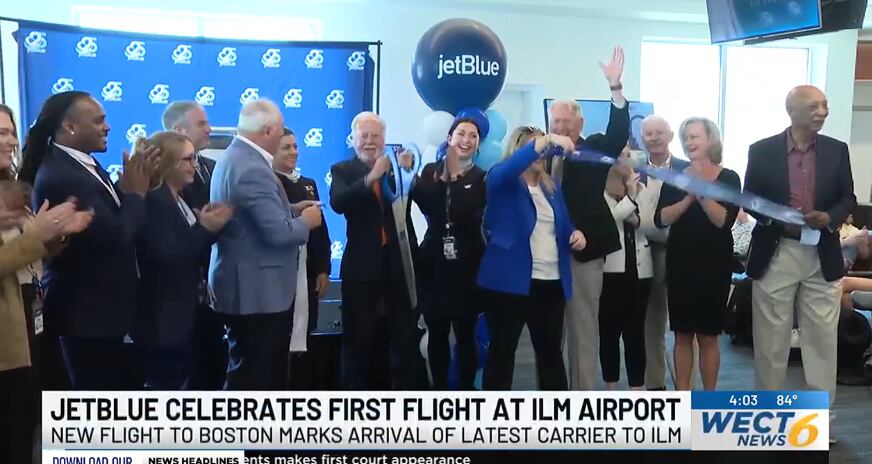 ILM celebrates first JetBlue flight out of the airport