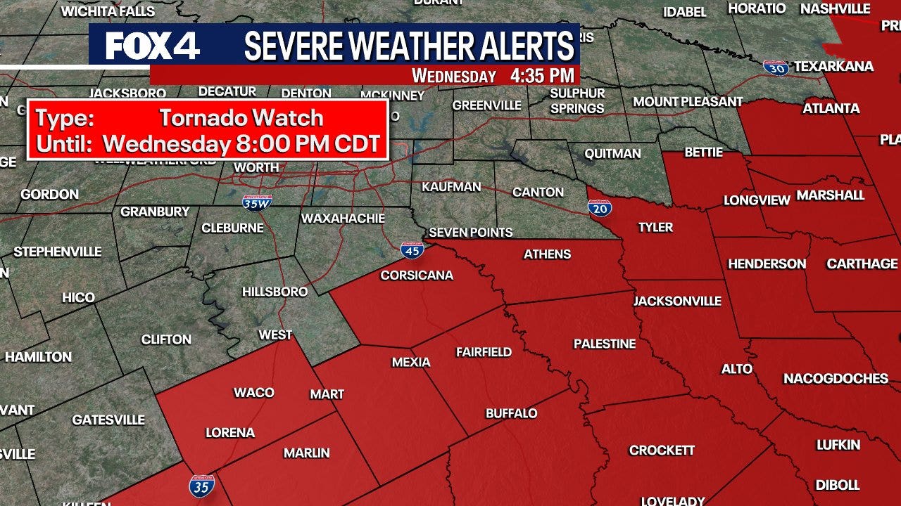 Dallas Weather: Tornado Watch lingers as storms move east of North Texas