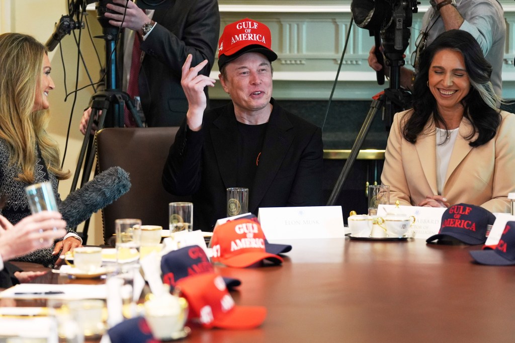 Elon Musk cap-tivates Trump at cabinet meeting as DOGE chief dons two ...