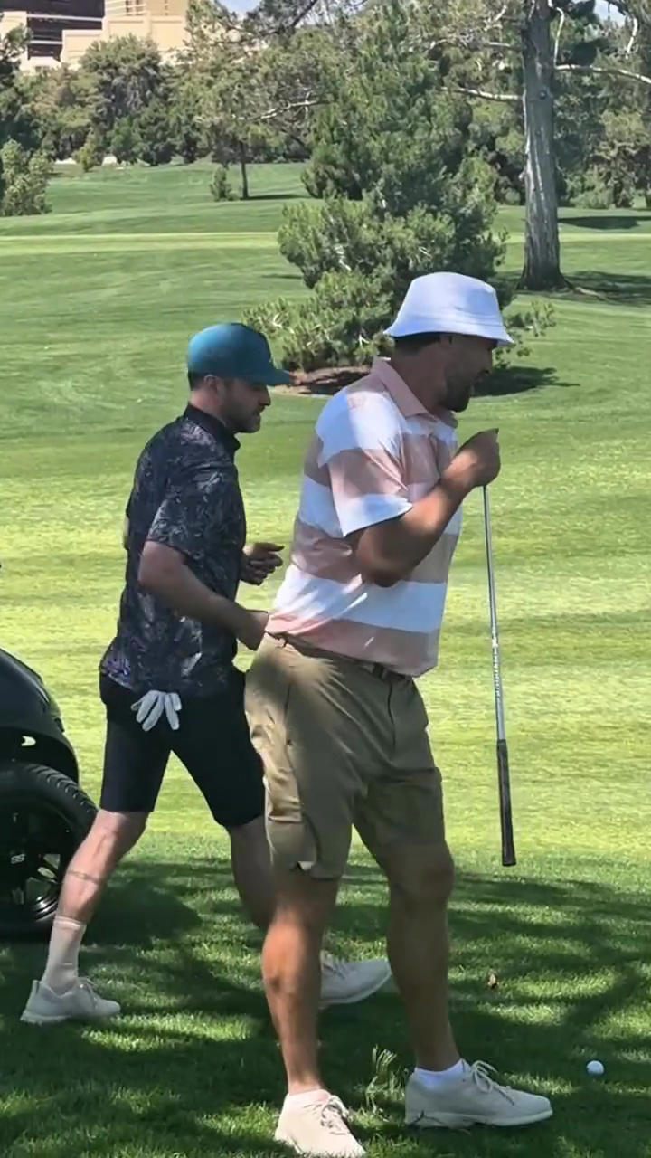 Travis Kelce busts a move — and lip-synchs — while golfing with ‘backup ...