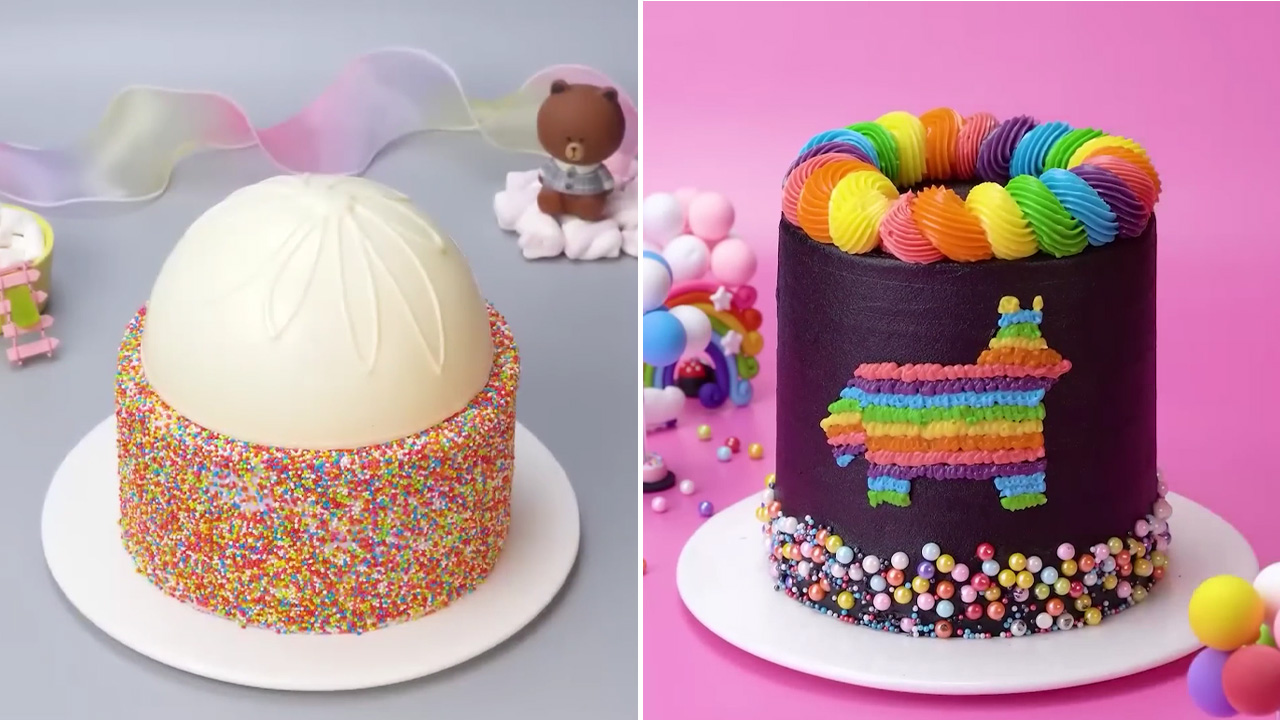 Sprinkle Dome Taart & Regenboog Piñata Taart 🎂🌈 | Kleurrijke ...