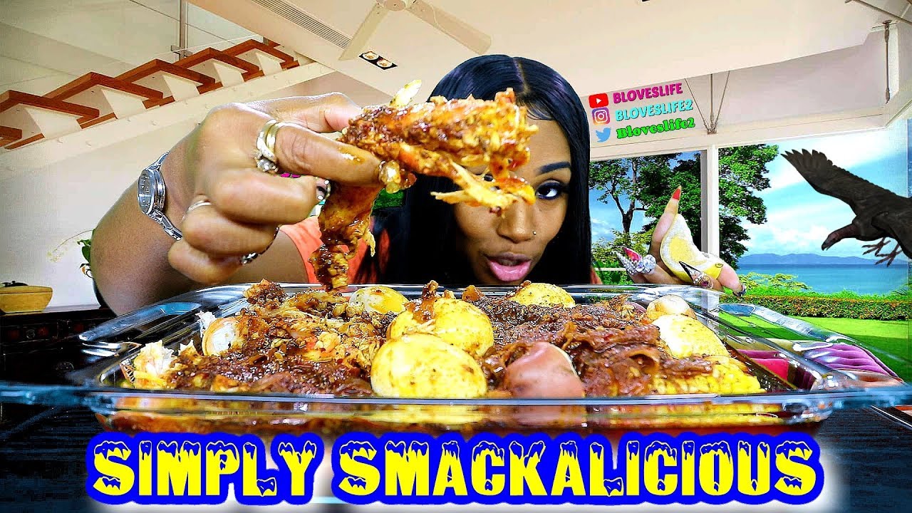 I devour deshelled seafood boil extreme close up