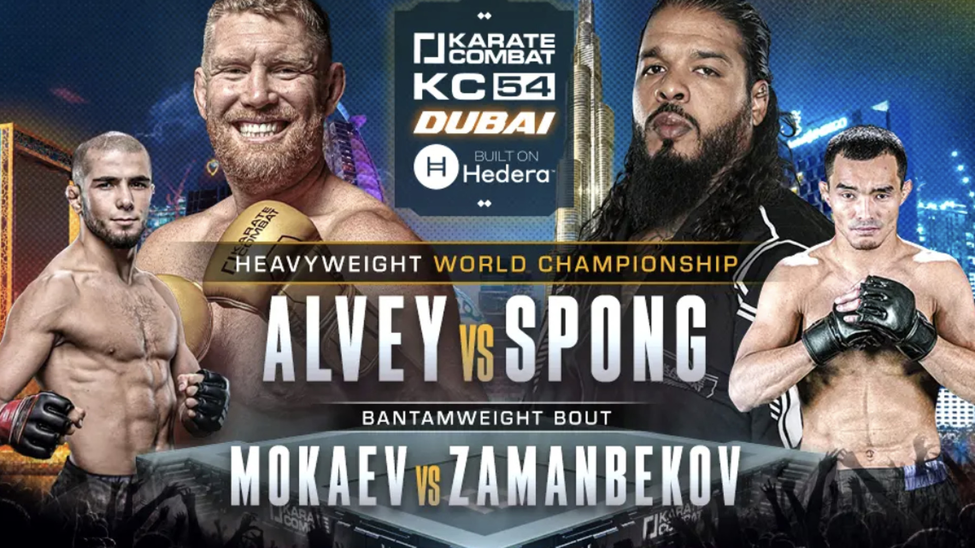 Karate Combat 54 Fight Card Featuring Alvey-Spong, Mokaev, Tsarukyan