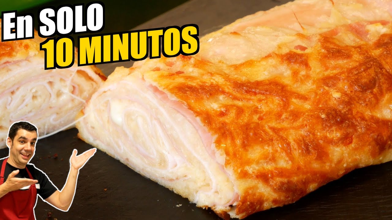 ROLLO de QUESO y jamón delicioso rápido y fácil!