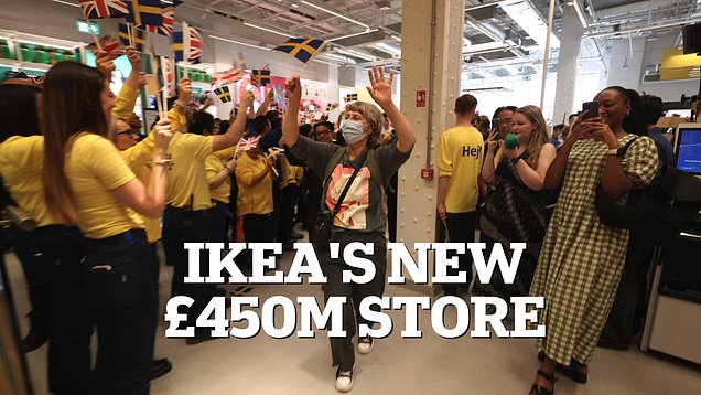 Shoppers queue to be first into IKEA's new £450m Oxford Street store