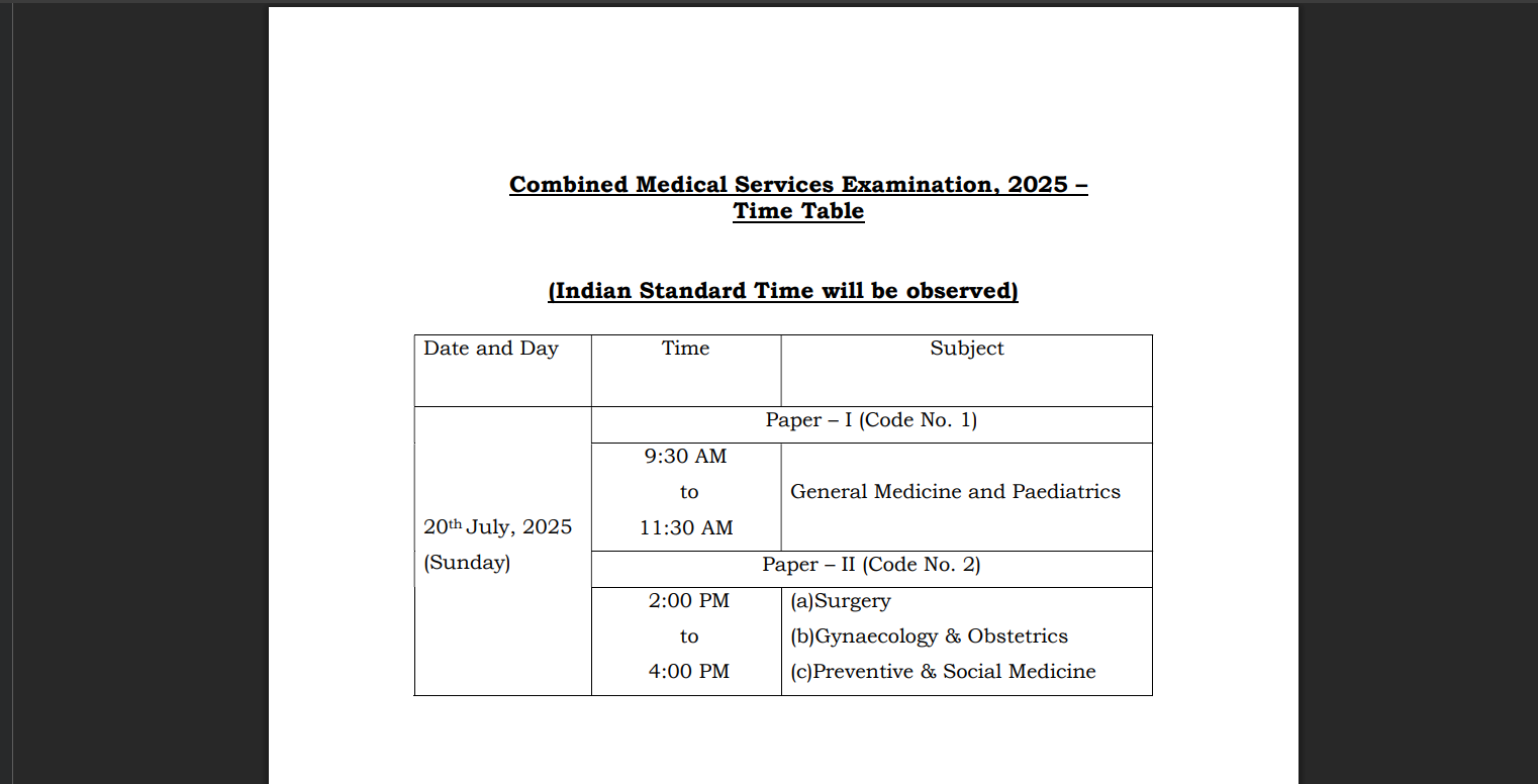 UPSC CMS and IEE/ISS exam schedule 2025 released: Check complete ...
