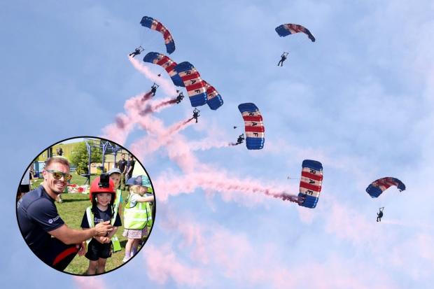 RAF Atlas flies over Swindon as part of parachute display team event