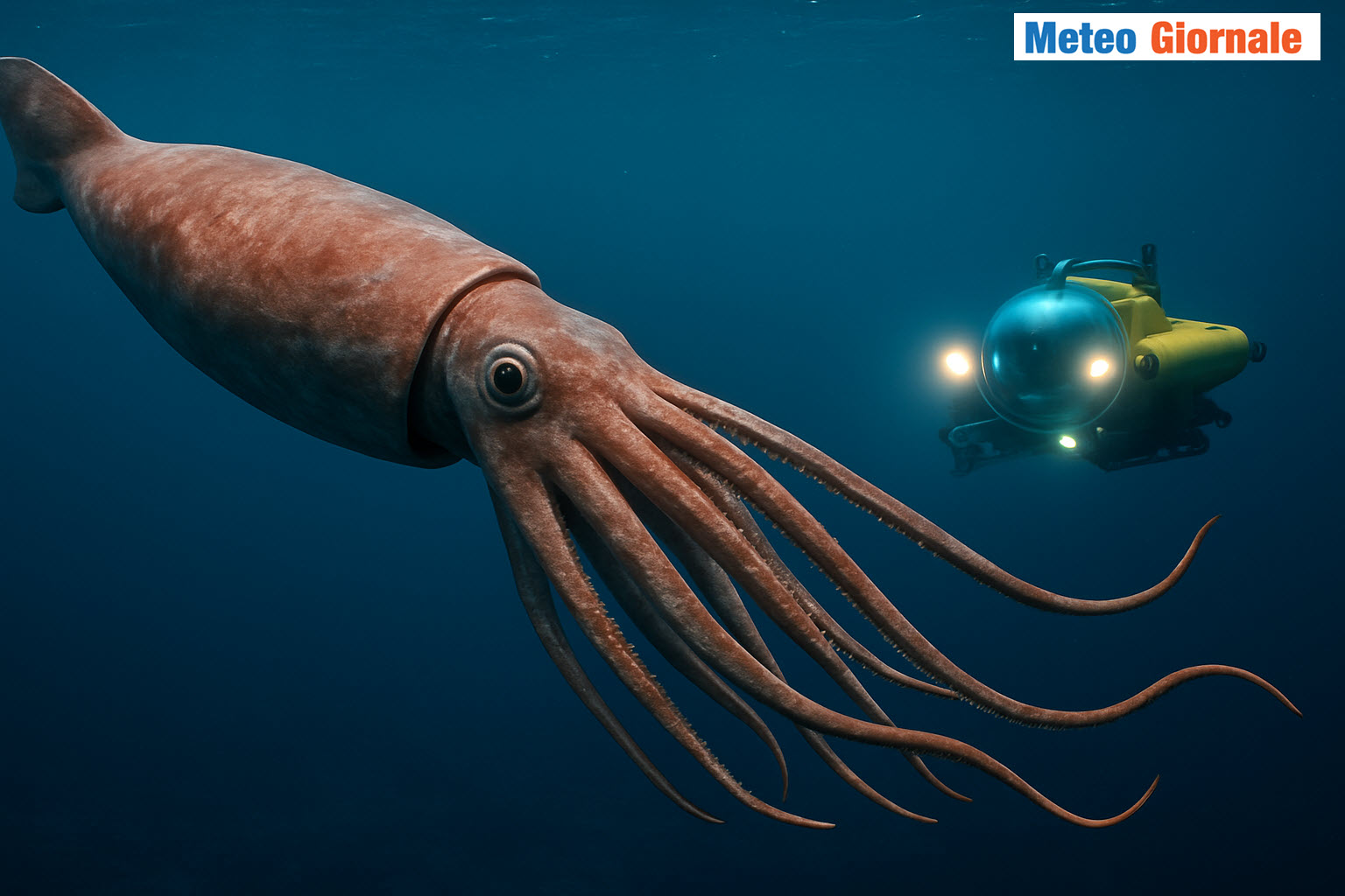 Individuato un vero “mostro marino”: un calamaro colossale di 7 metri