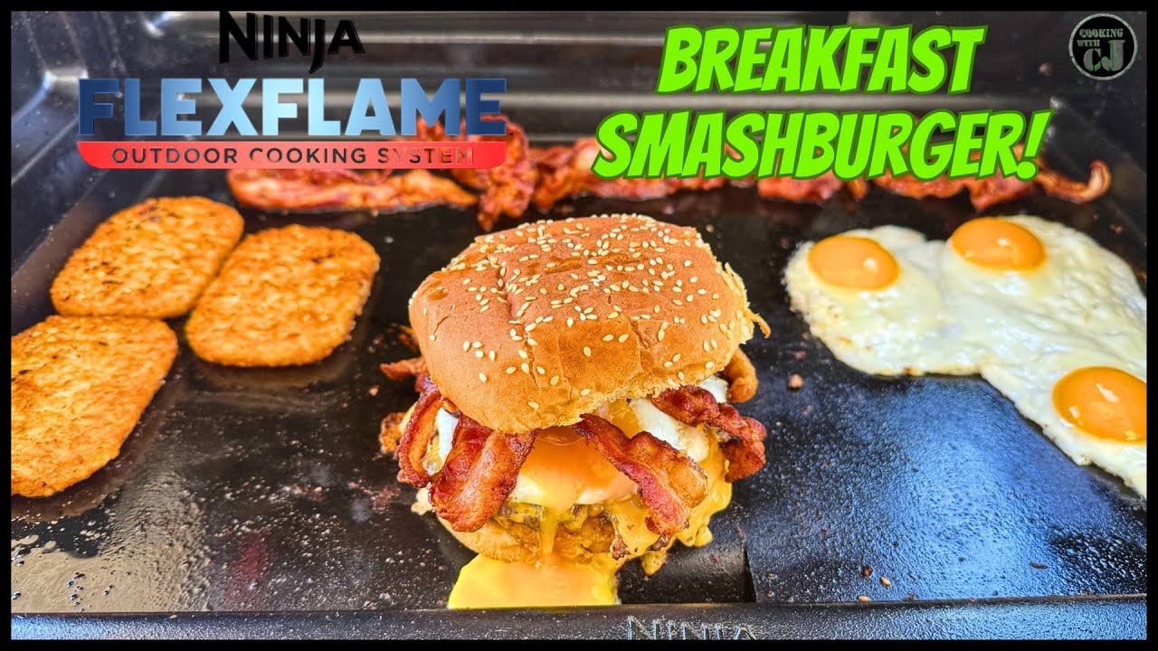 Ninja Flex Flame Grill Giant Breakfast Smashburger (How to season the ...