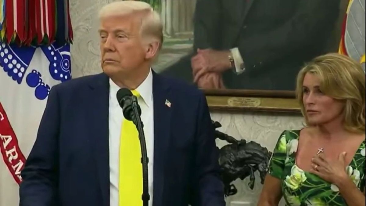 Watch: Trump briefing on Iran abruptly ends after girl faints in Oval ...