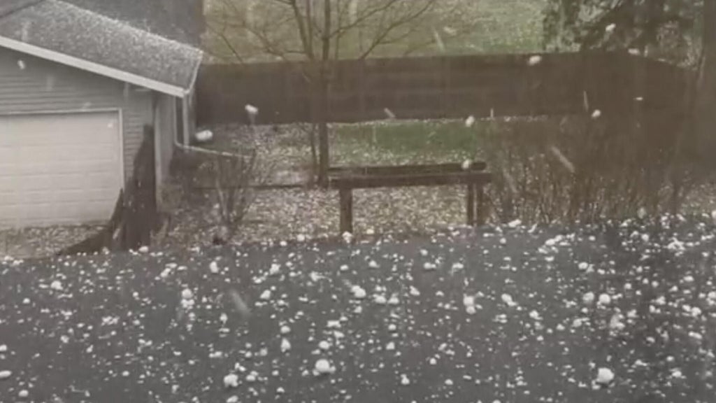 Video shows large hail falling near Madison, Wisconsin