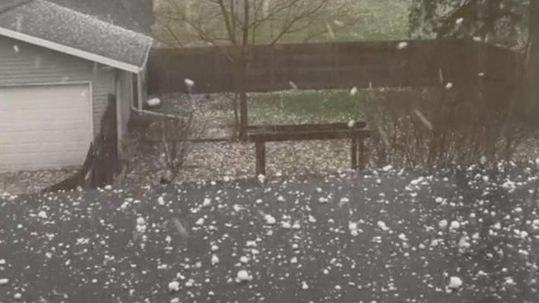 Video shows large hail falling near Madison, Wisconsin