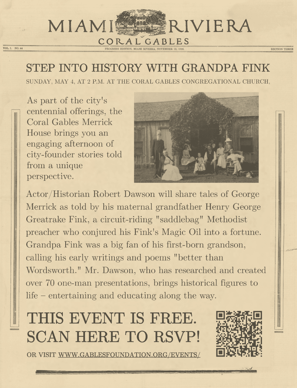 Coral Gables Merrick House Offers Centennial Event Featuring Re ...