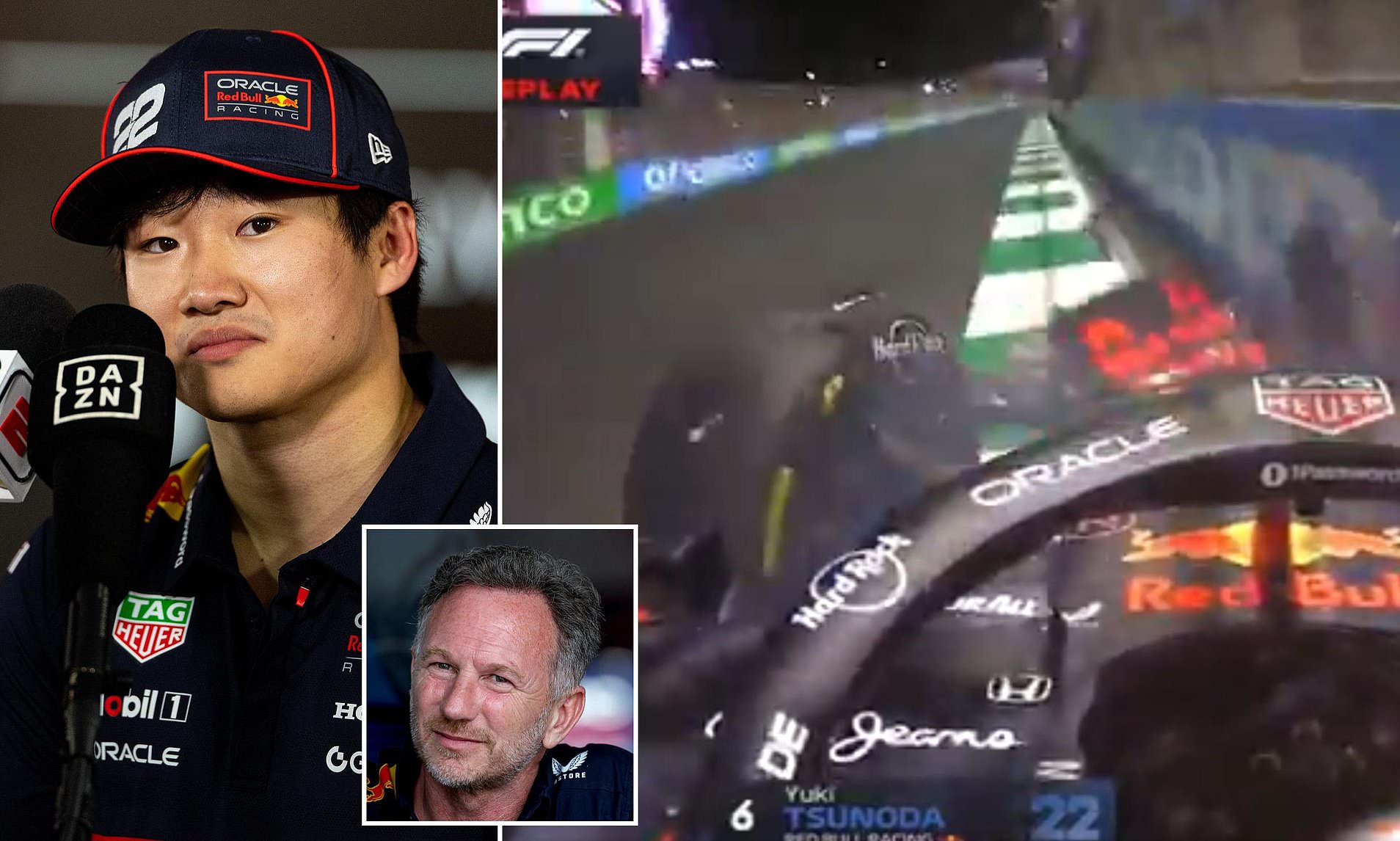 Yuki Tsunoda SMASHES into the wall in practice at Saudi Arabian Grand ...