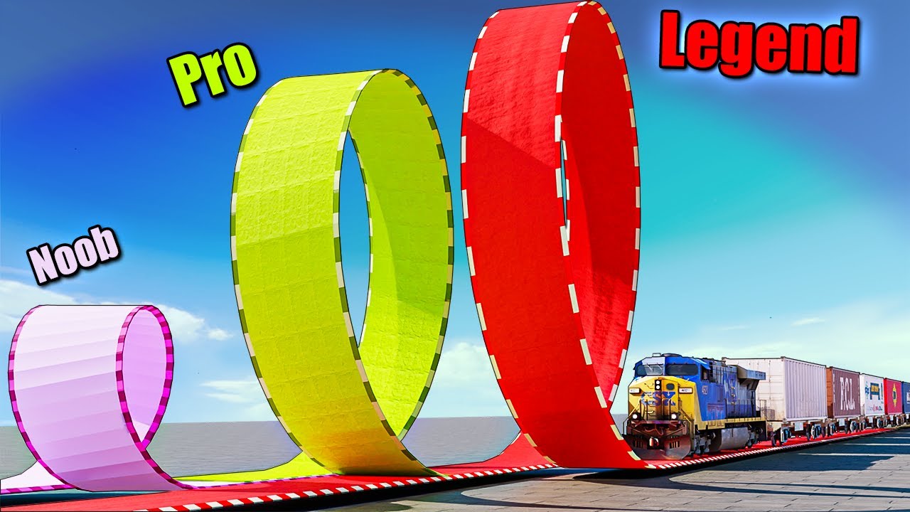 Testing Trains Vs Impossible Loops in GTA 5—Train Track Mayhem