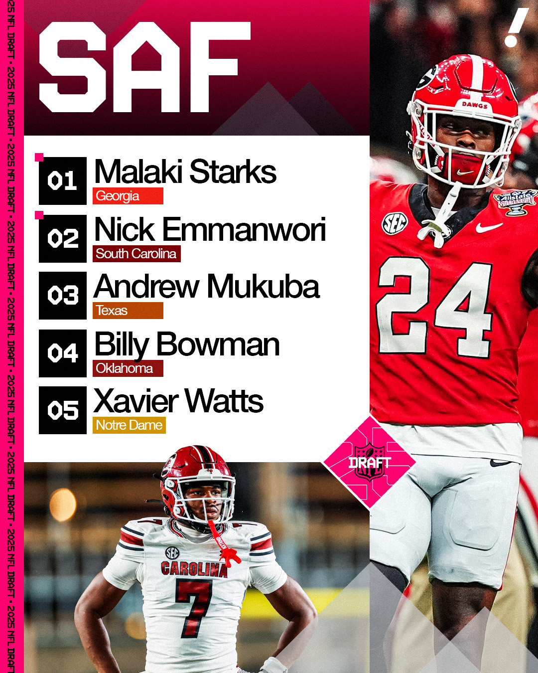 2025 NFL Draft position rankings: Safety class doesn't have a ton of ...