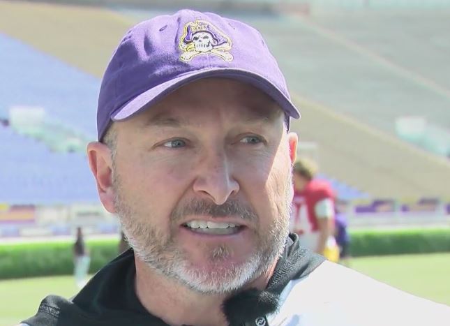 ECU Head Football Coach Harrell talks camp, upcoming season at kickoff ...