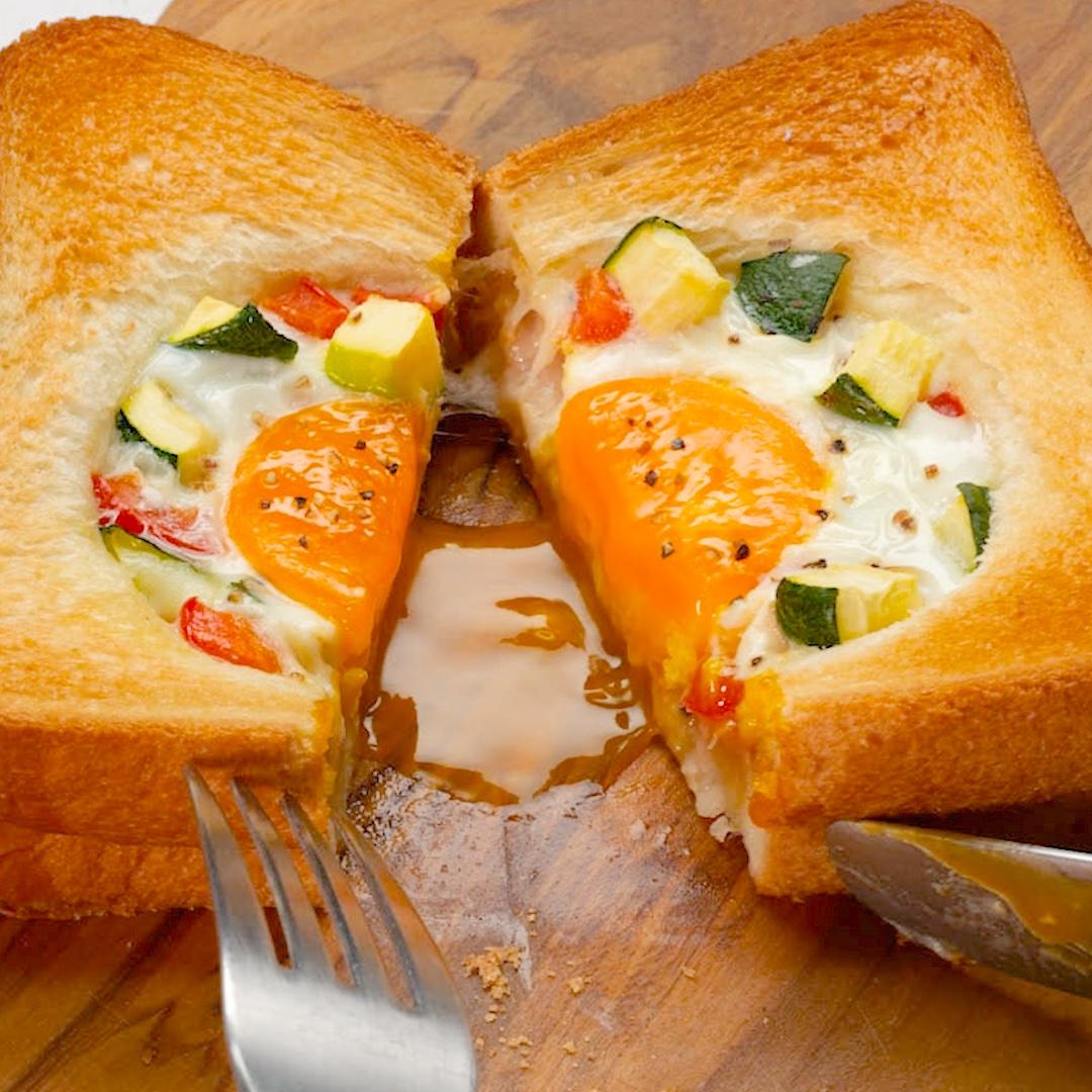 【フライパンを使わないエッグトースト】具材を変えて週7これでいい！朝食レシピ / Open-Faced Toast