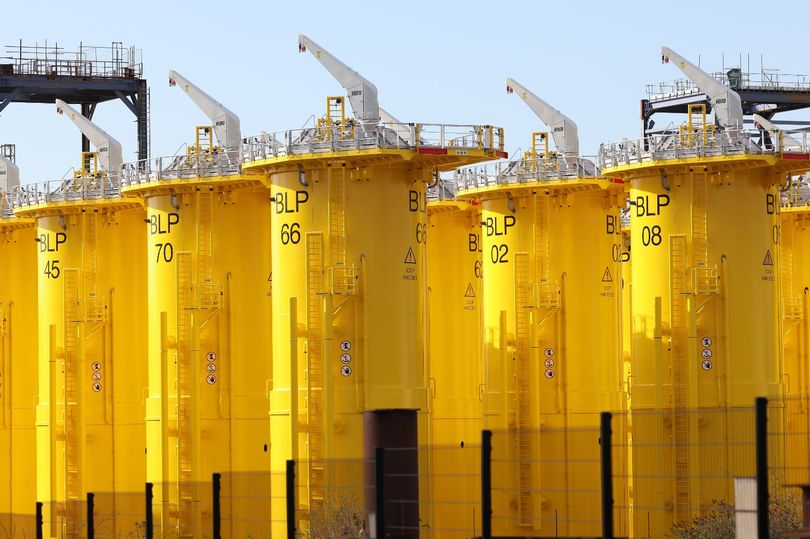 What are the massive yellow objects dominating Wallsend riverside?