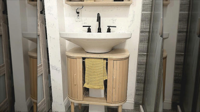 The Genius IKEA Hack That Gives Ugly Pedestal Sinks A Stylish Upgrade