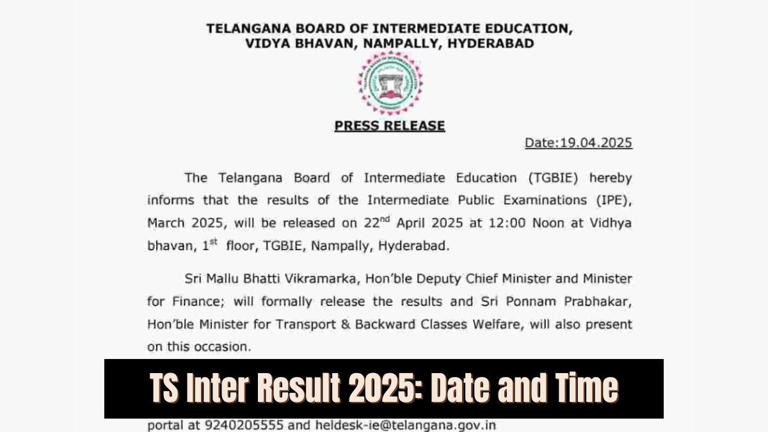 [Official] TS Inter Results 2025 Manabadi Date and Time Announced: Check Notice for TSBIE 1st ...