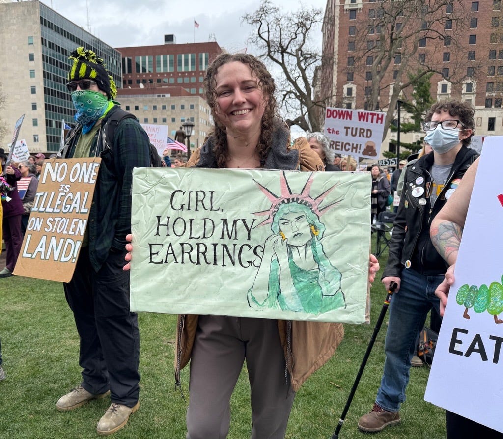 Hundreds protest President Donald Trump, Elon Musk at Michigan Capitol ...