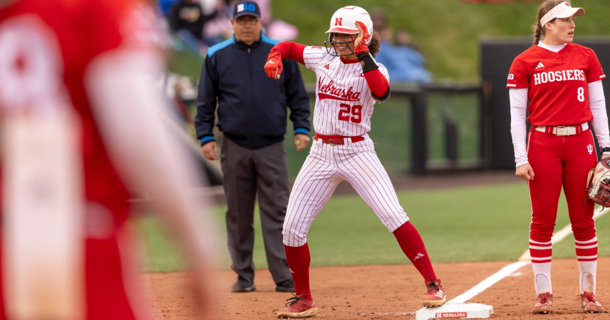 Nebraska softball and Indiana split series at Bowlin Stadium