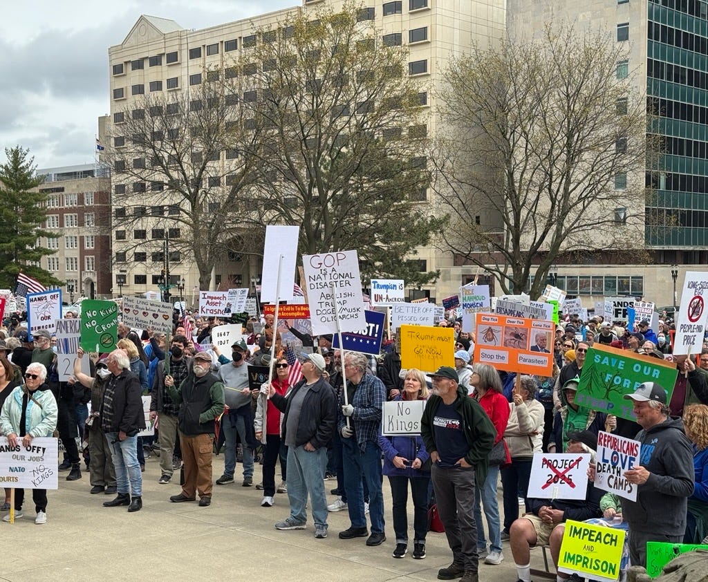 Hundreds protest President Donald Trump, Elon Musk at Michigan Capitol ...