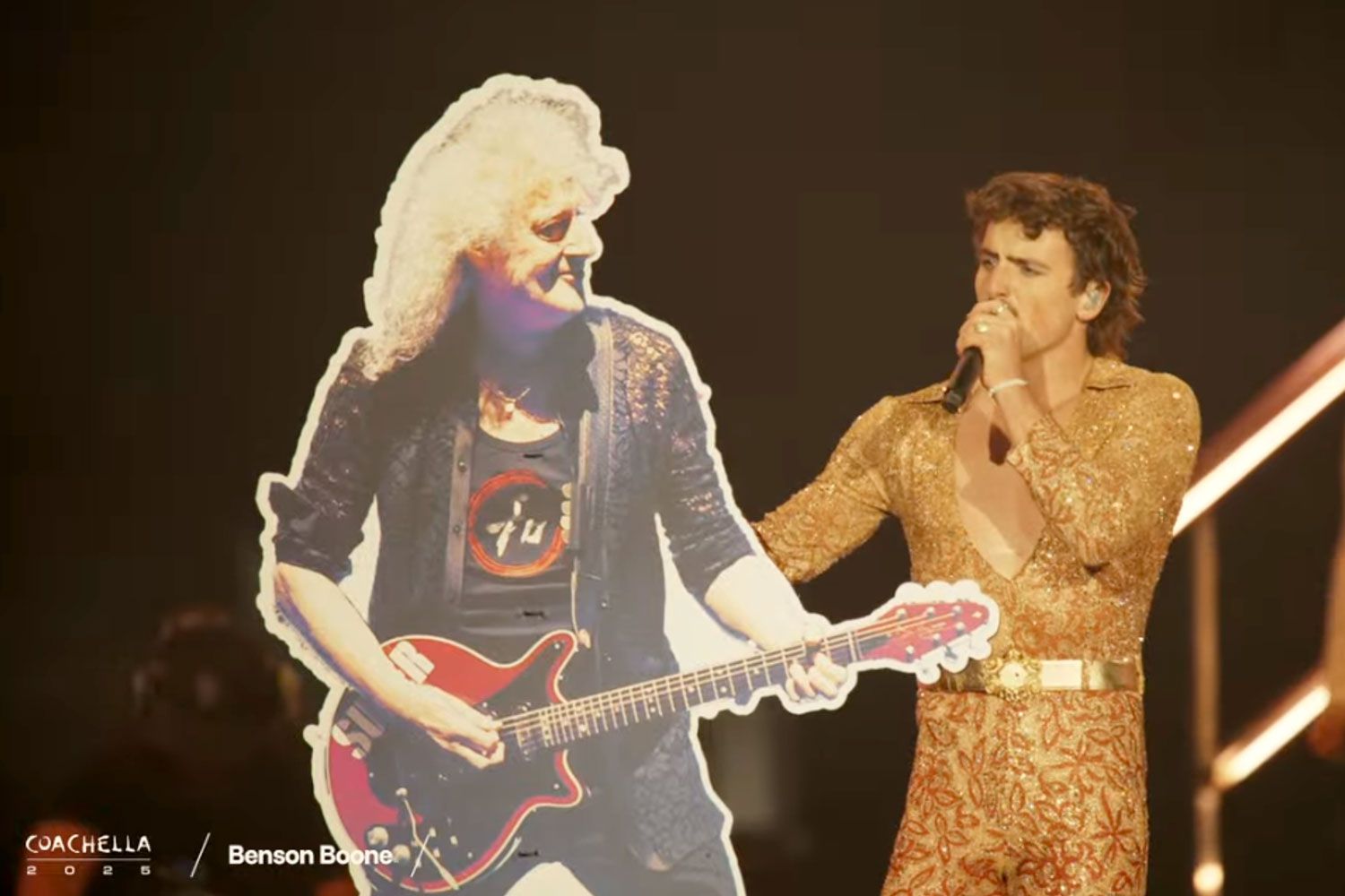 Benson Boone Trolls Coachella Crowd with Cardboard Cutout of Brian May ...
