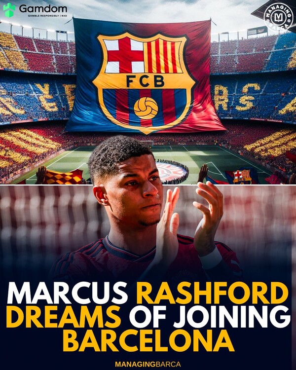 ‘UCL 맛본’ 래쉬포드, ‘드림 클럽’ 쫓는다…‘바르셀로나 이적 선호’