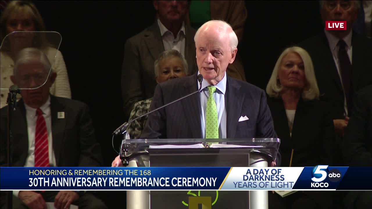 Former Gov. Frank Keating speaks at remembrance ceremony honoring ...