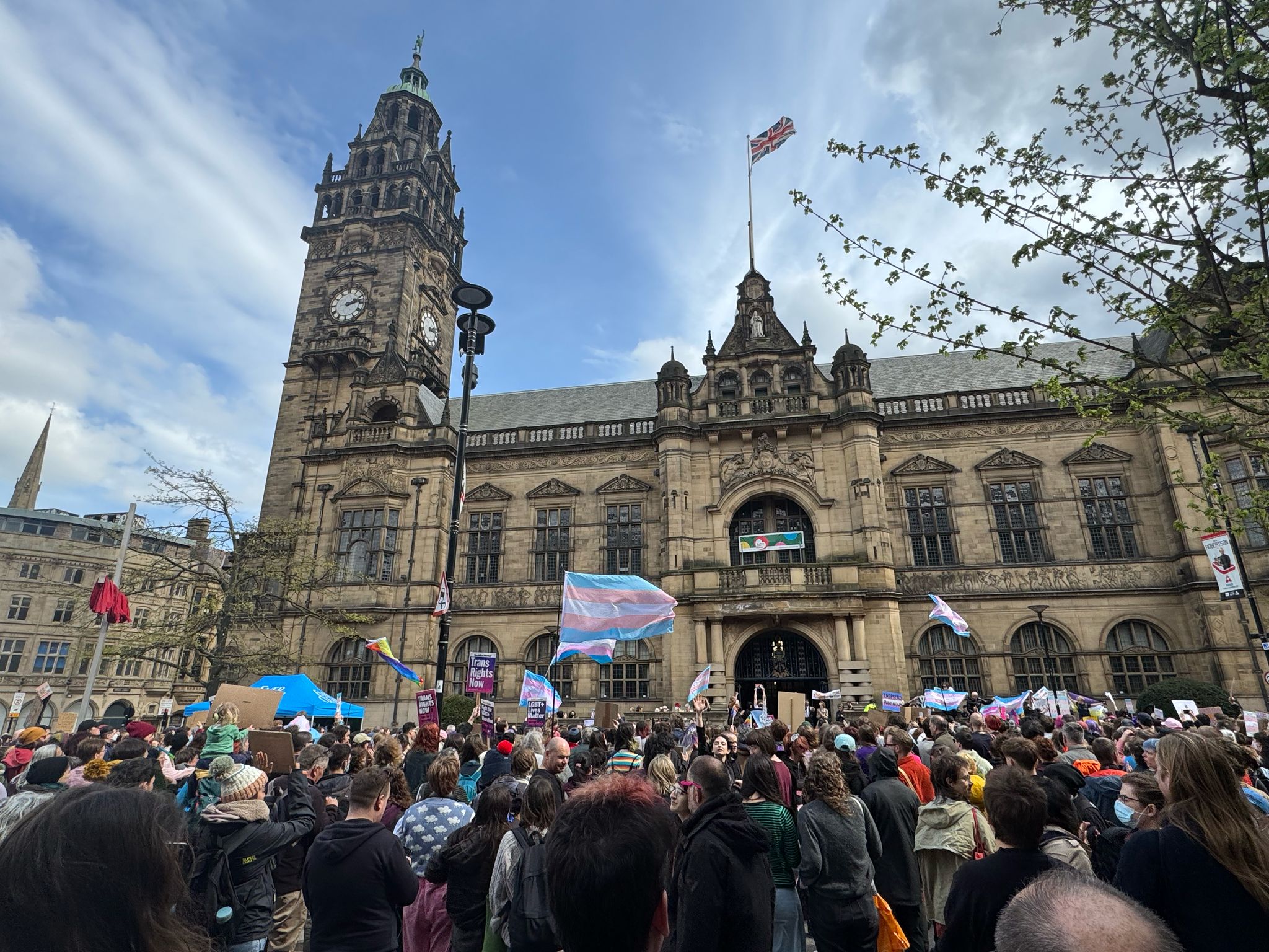 Campaigners protest outside Sheffield Town Hall over trans rights