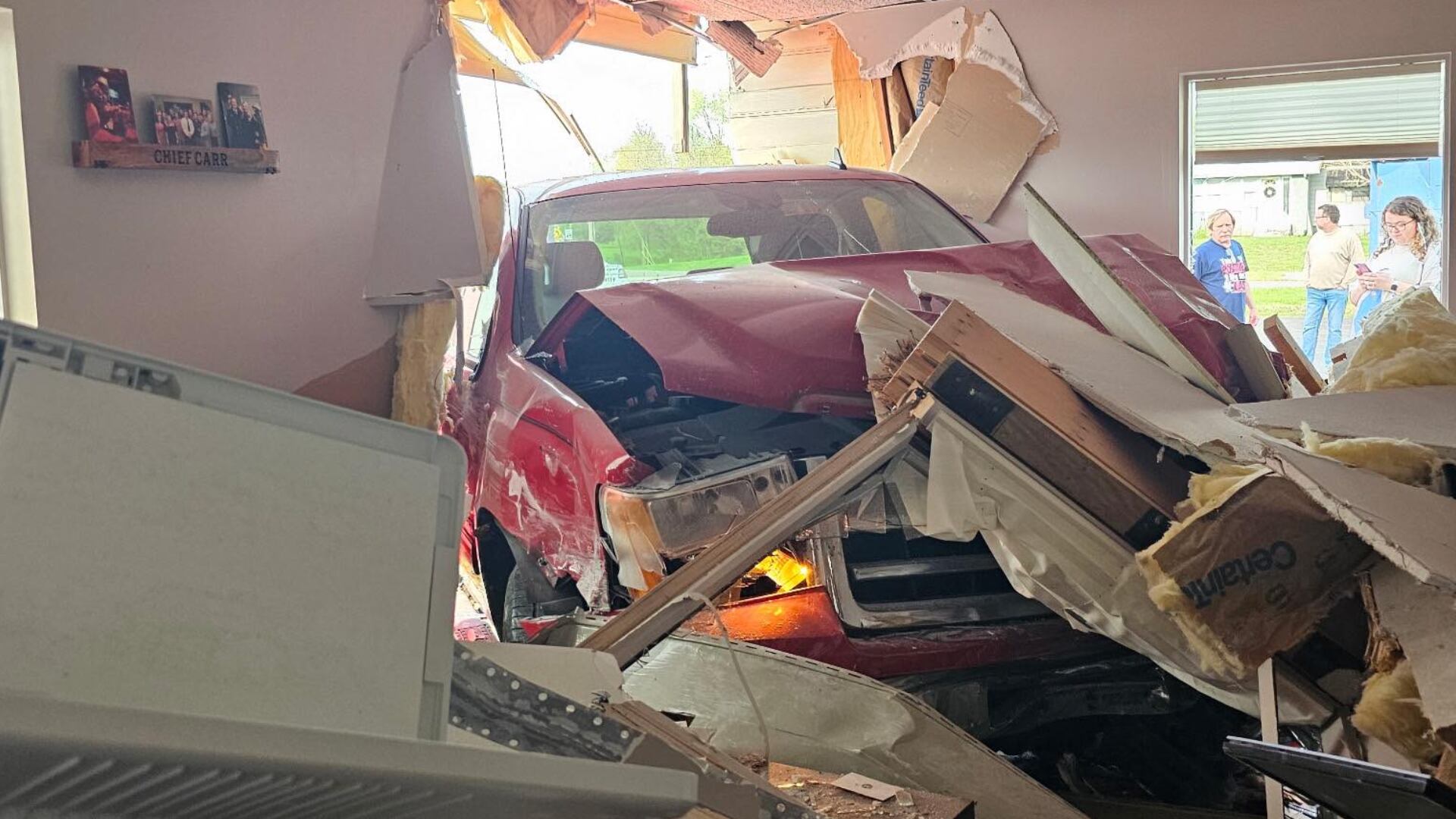 Truck crashes into fire department headquarters