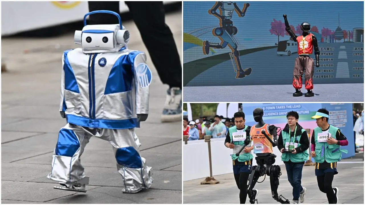 IN PHOTOS Humanoid robots compete with humans in halfmarathon in China