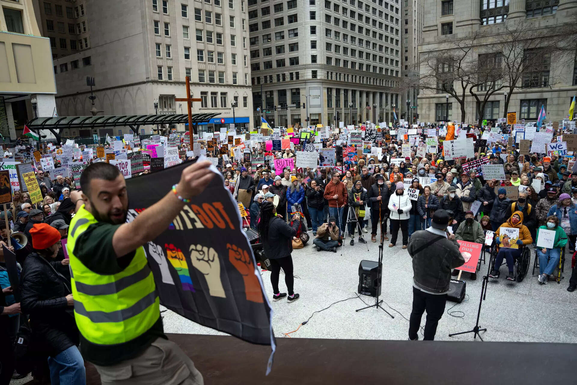 'Shame!' chants echo across US as thousands protest Trump’s policies ...