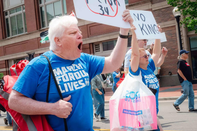'Shame!' chants echo across US as thousands protest Trump’s policies ...