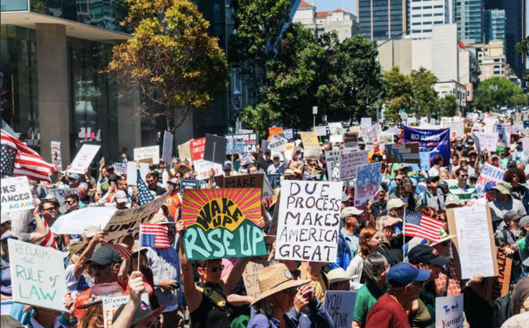 Thousands rally, march across county, protesting Trump actions on ...