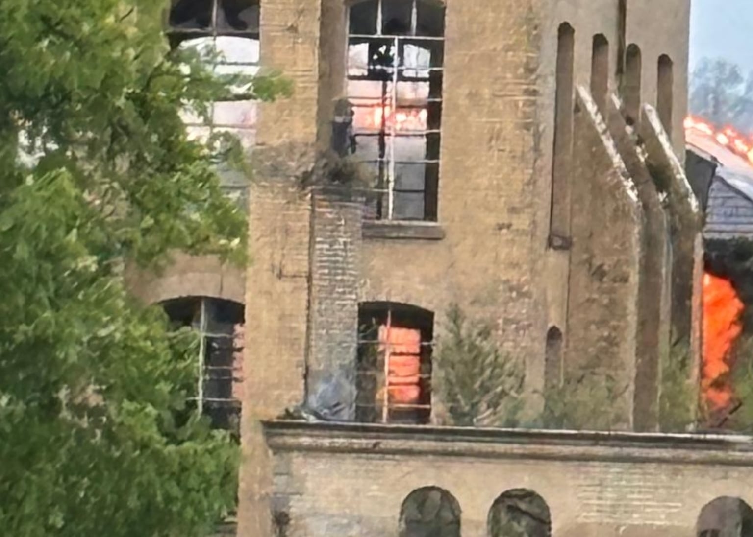 Watch: ‘Deliberate’ fire engulfs former Co Tyrone mill