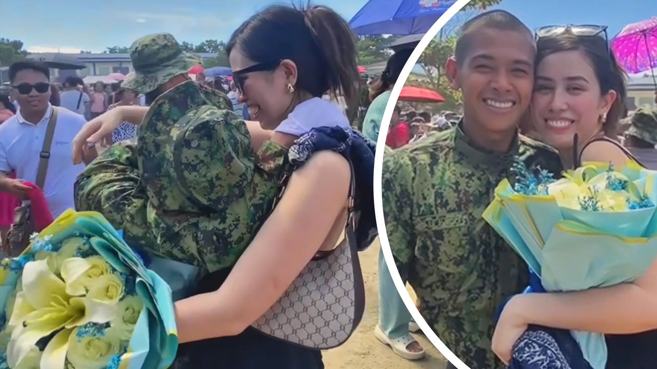 Heartwarming reunion: Couple embrace after nearly a year apart