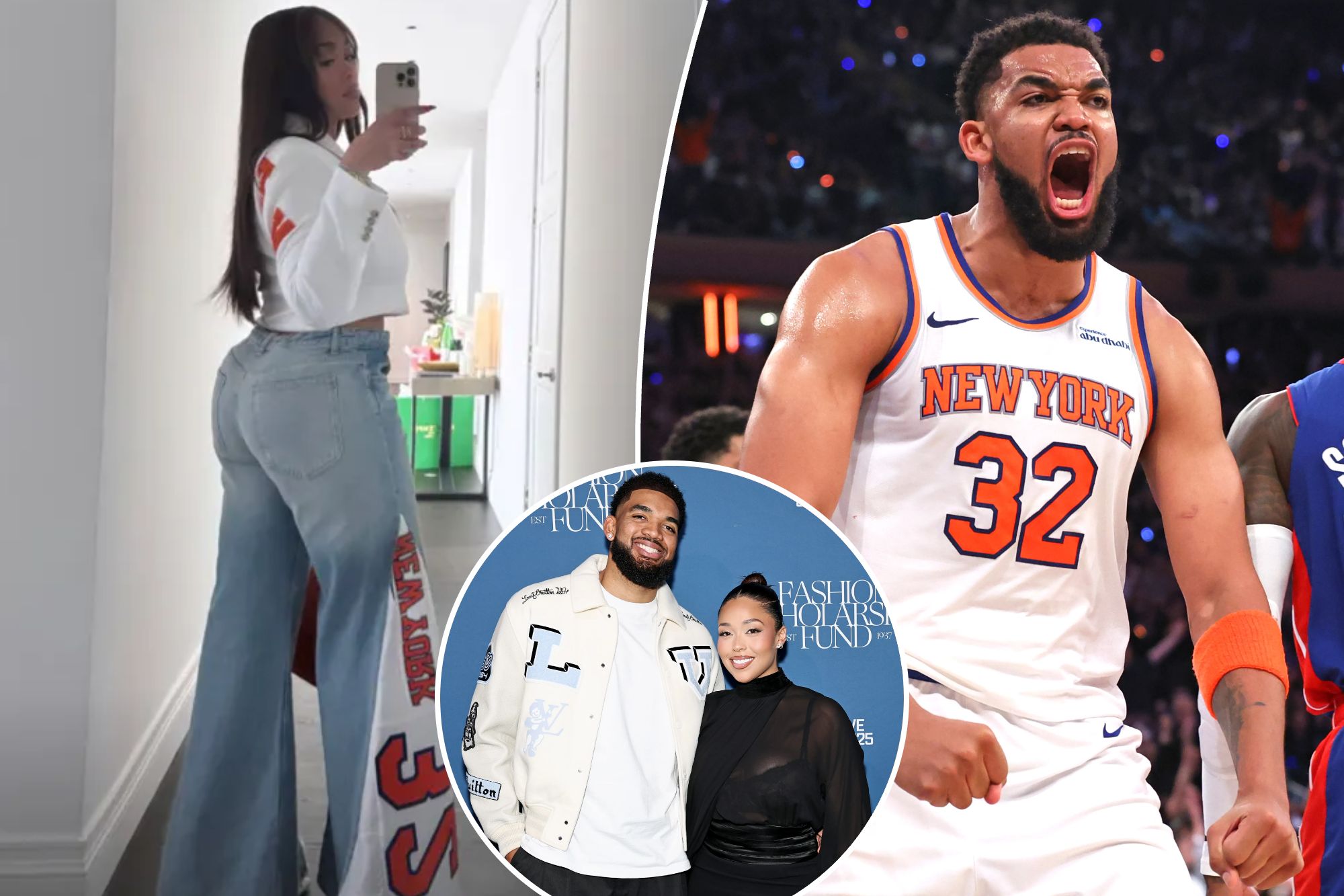 Karl-Anthony Towns’ girlfriend, Jordyn Woods, stuns in custom Knicks ...
