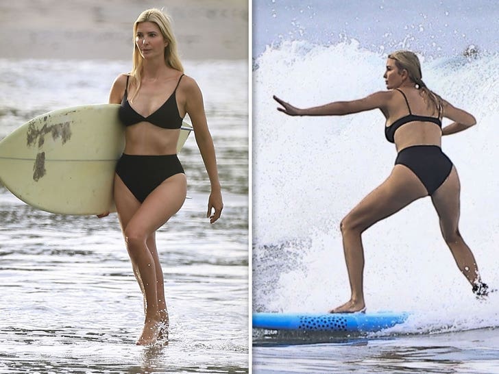 Ivanka Trump Heads Back to the Beach in Black Bikini, Surfing Again