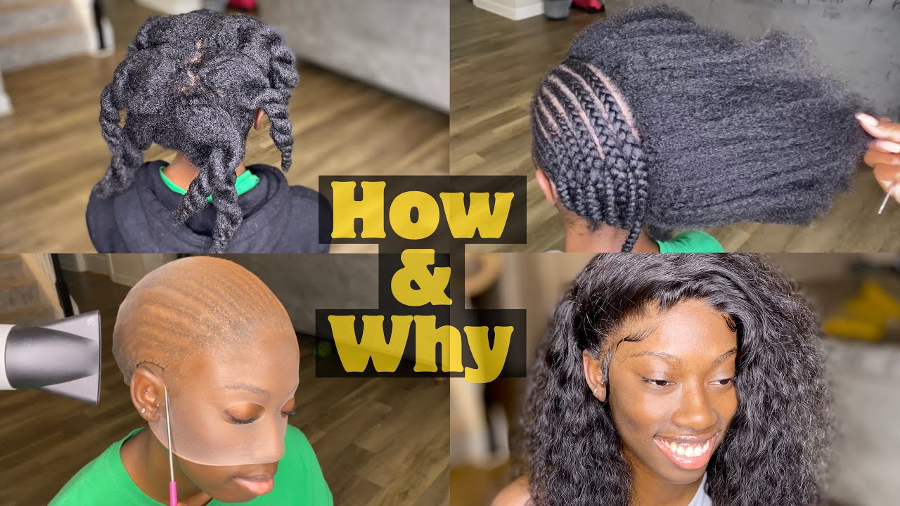 How to braid down thick type 4 hair | New stocking cap method