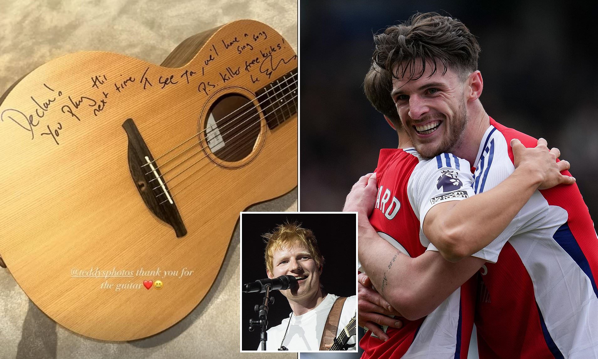 Declan Rice gifted signed guitar by Ed Sheeran and challenged to 'play ...
