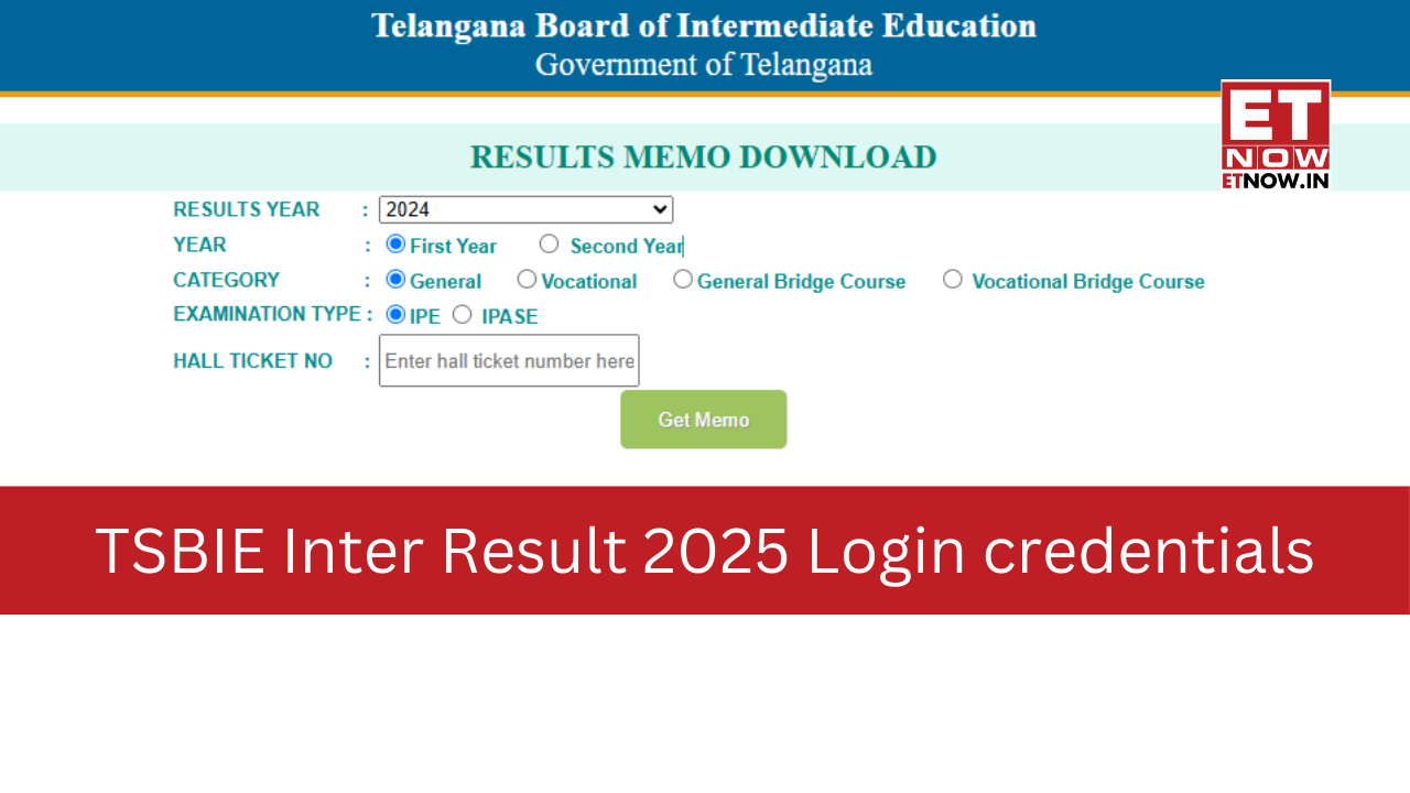 TSBIE Inter Result 2025 Login credentials to download Manabadi TS Inter ...