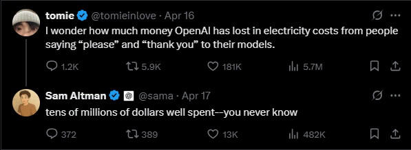 Too polite to ChatGPT? Sam Altman says it's costing OpenAI millions